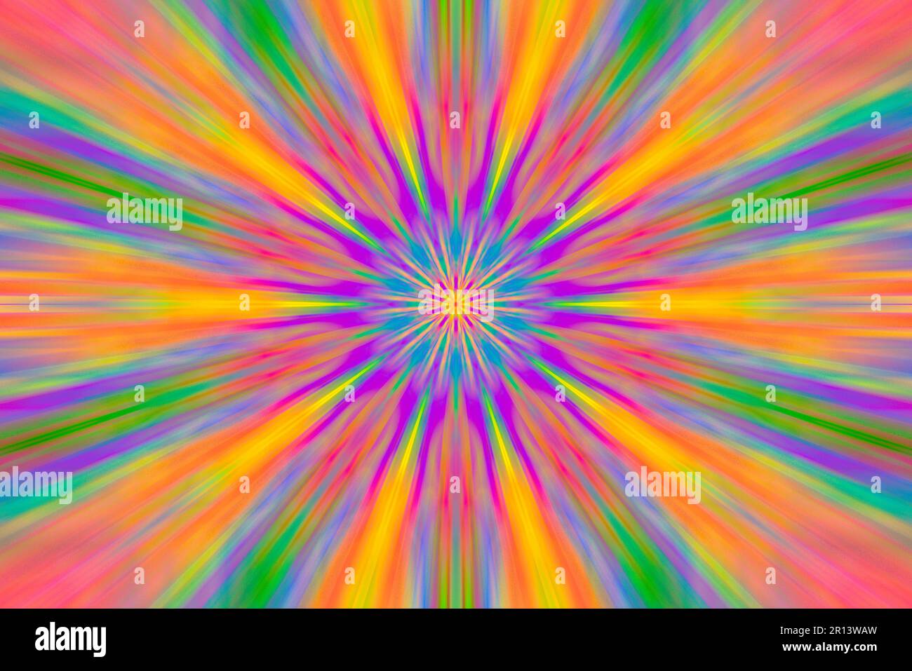 Abstract artwork design of a rainbow colored circle pattern with black ...