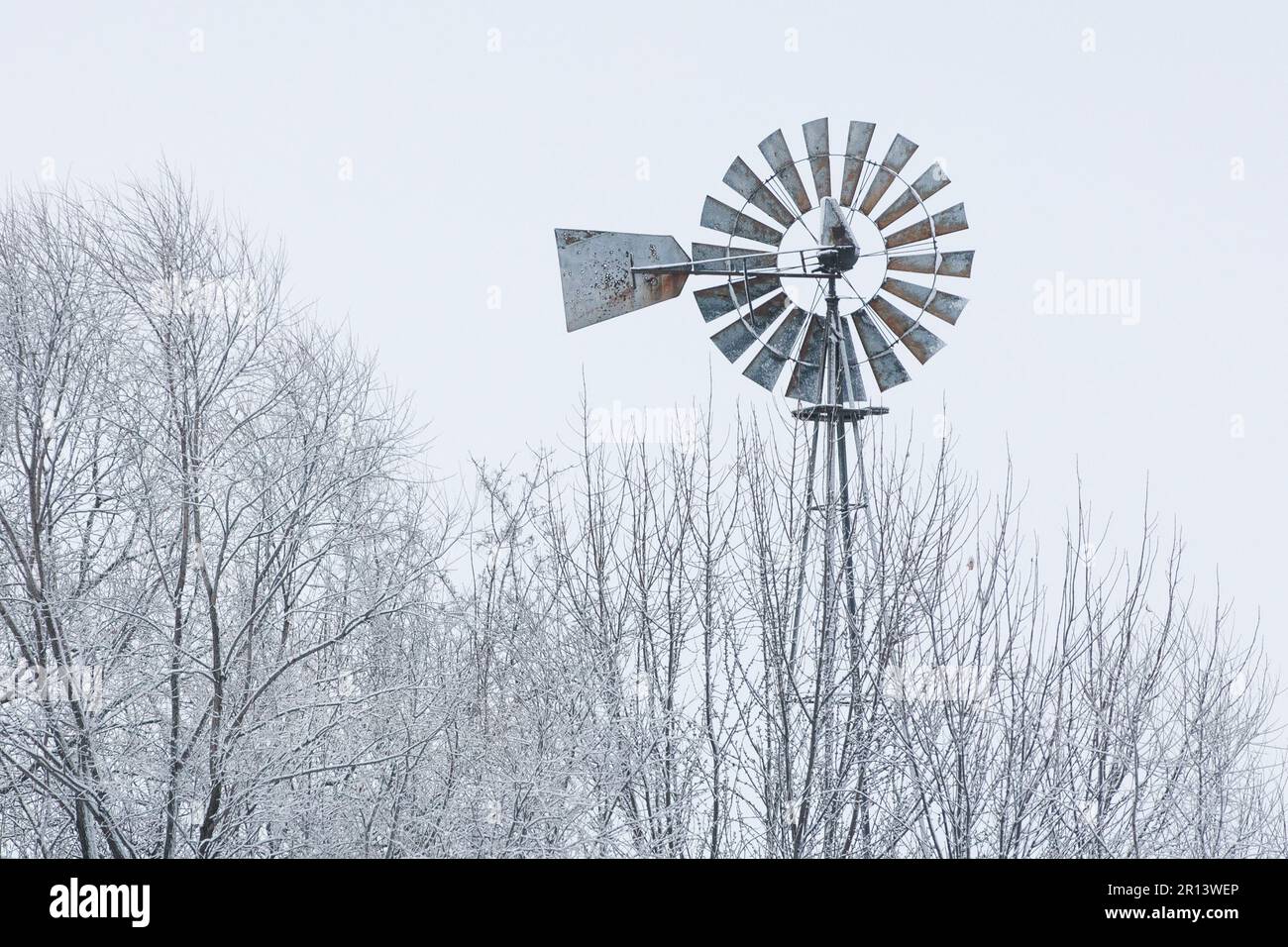 Old Windmill in Winter Trees Stock Photo - Alamy