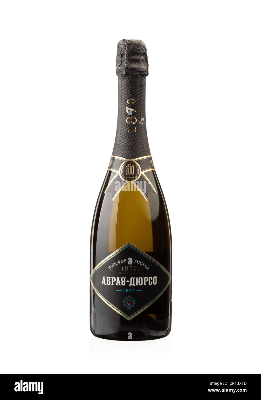 May 3, 2023, Moscow, Russia: Bottle of Abrau-Durso champagne isolated ...