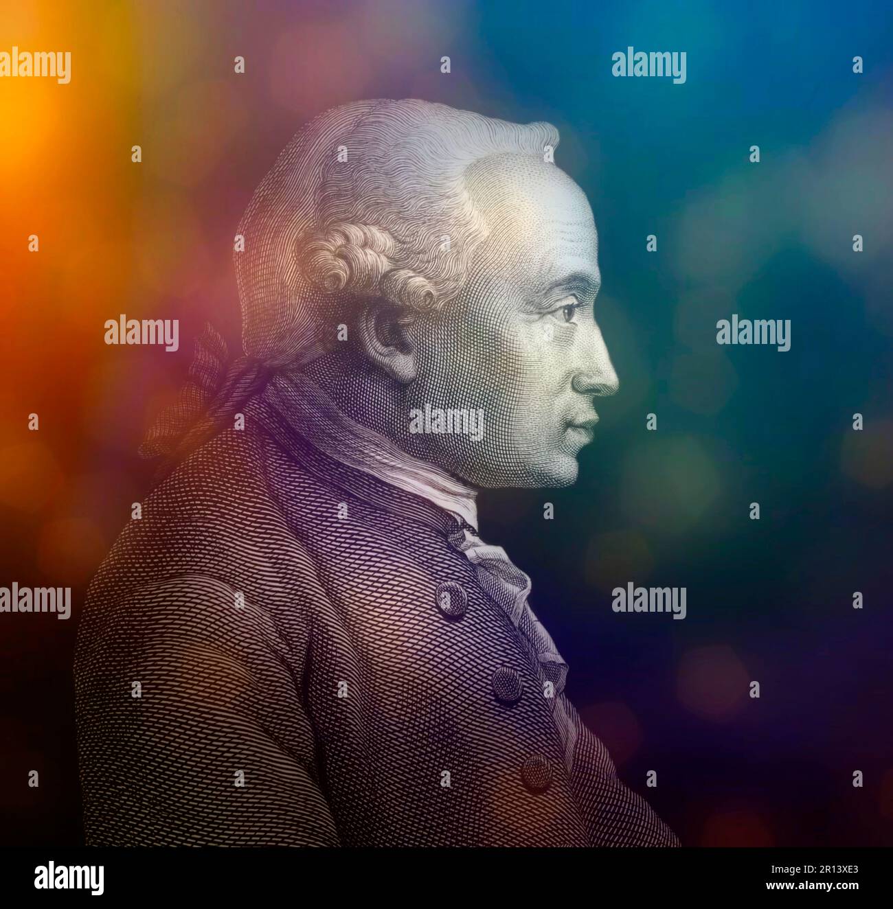 Immanuel Kant, 1724 - 1804, German philosopher of the Enlightenment, digitally altered Stock ...