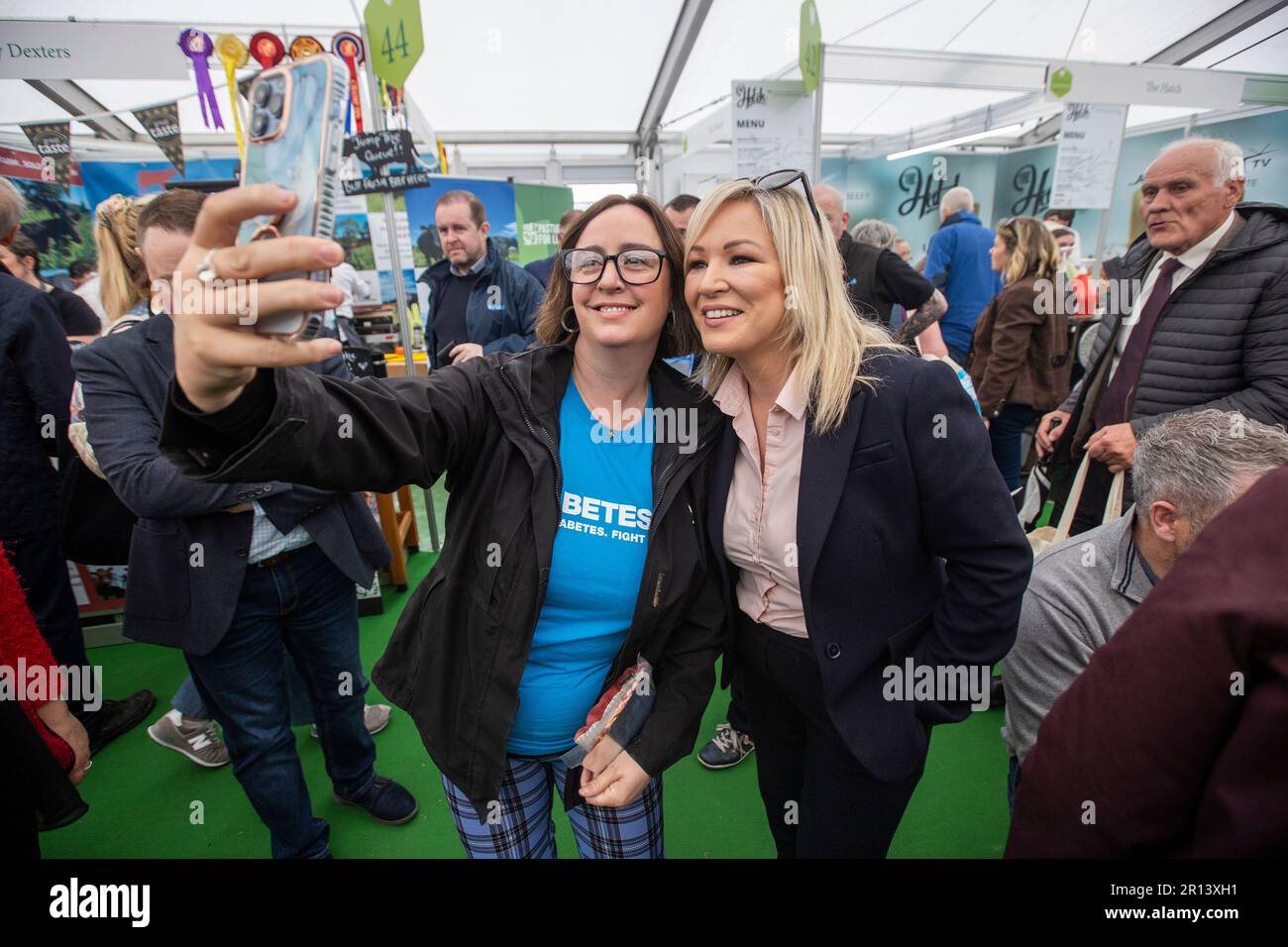 Sinn Fein Vice President Michelle (right) takes a selfie with a member ...