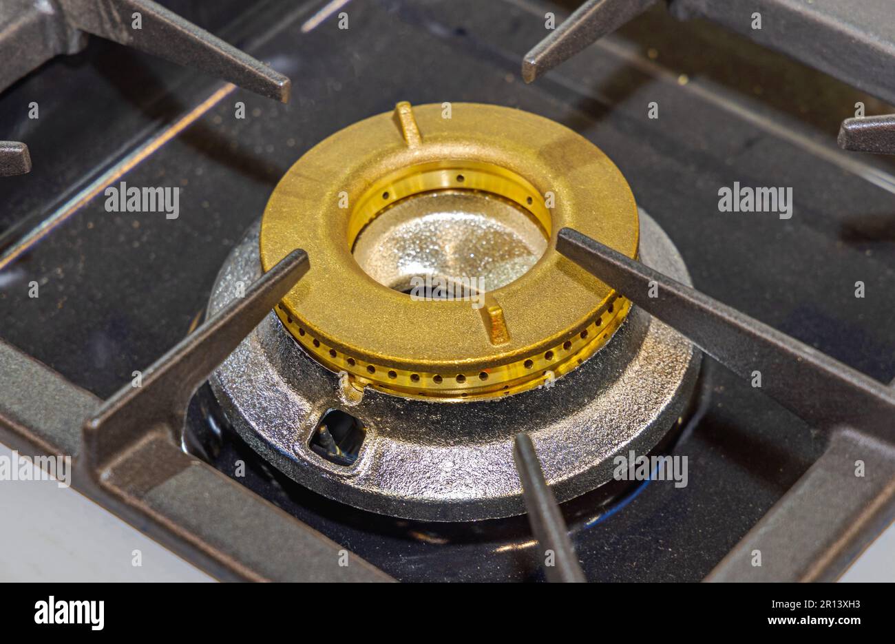 Big Brass Gas Burner Hob Stove in Commercial Kitchen Stock Photo - Alamy