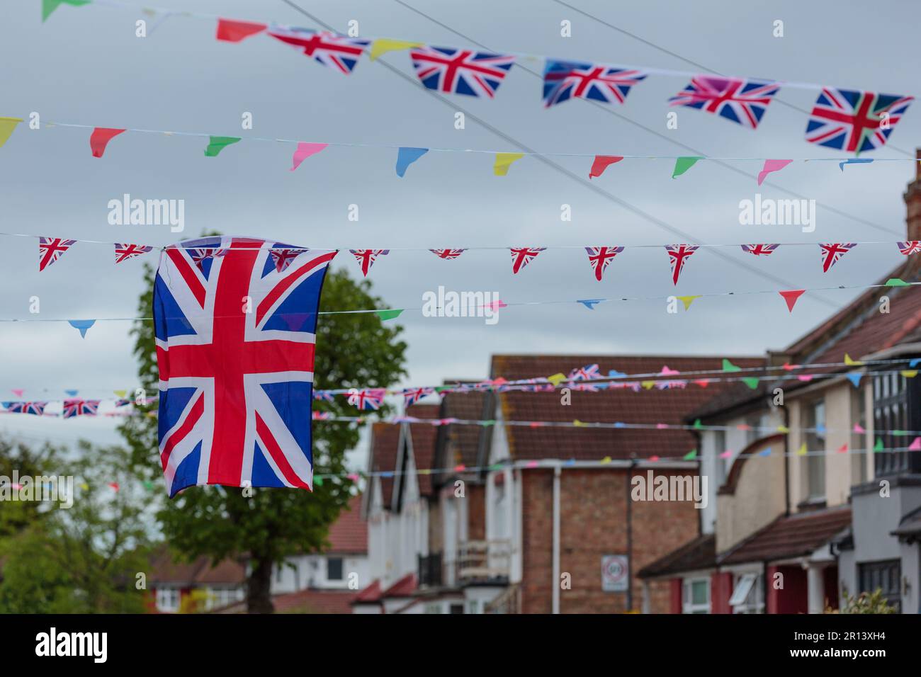 Wembley, Middx, UK. Coronation Street Party. A residential road in ...