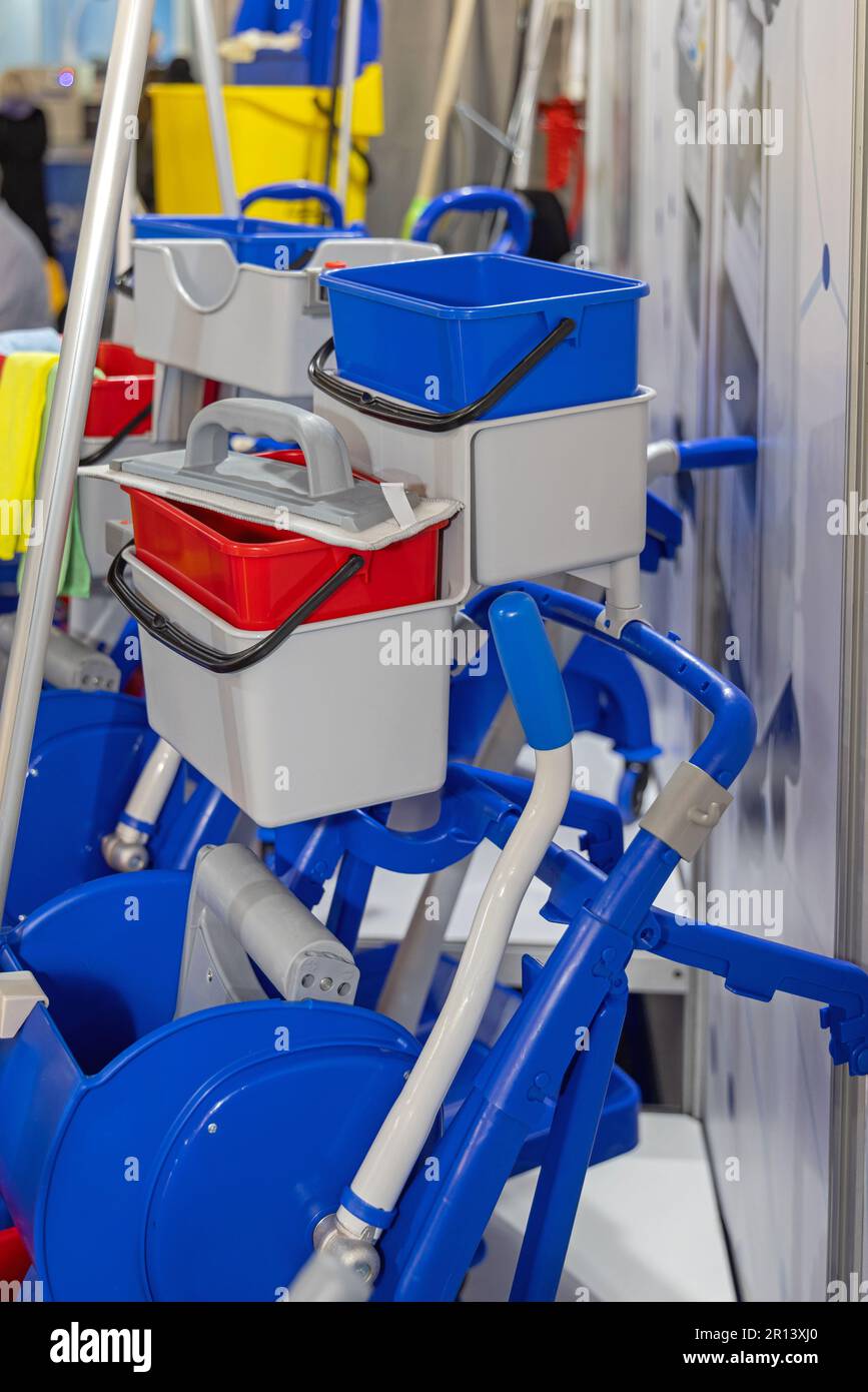 Multi Plastic Buckets at Professional Cleaning Trolley Cart Janitors ...