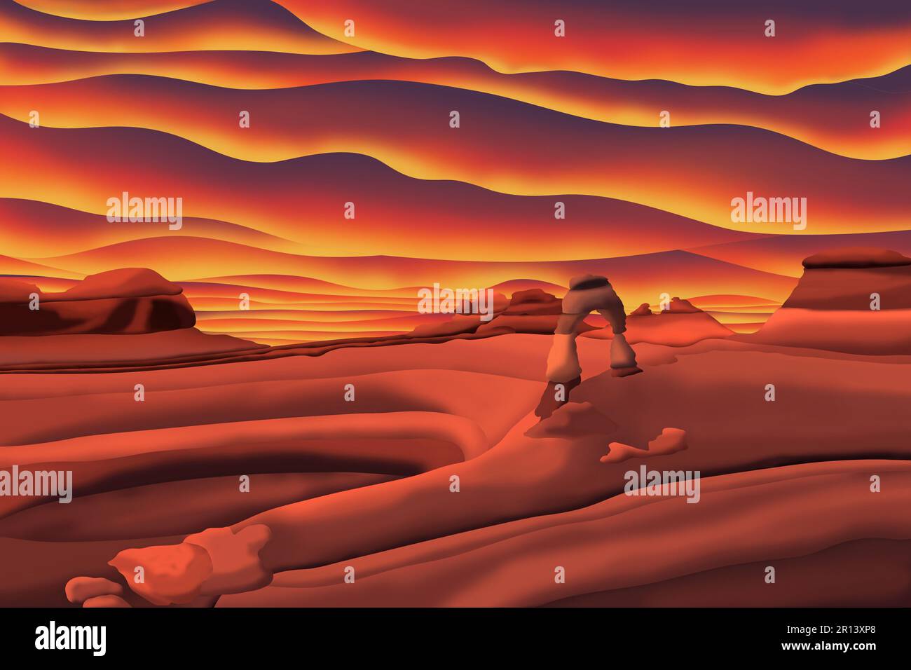 A unique digital art 3D 3 dimensional hand drawn painting of Arches ...