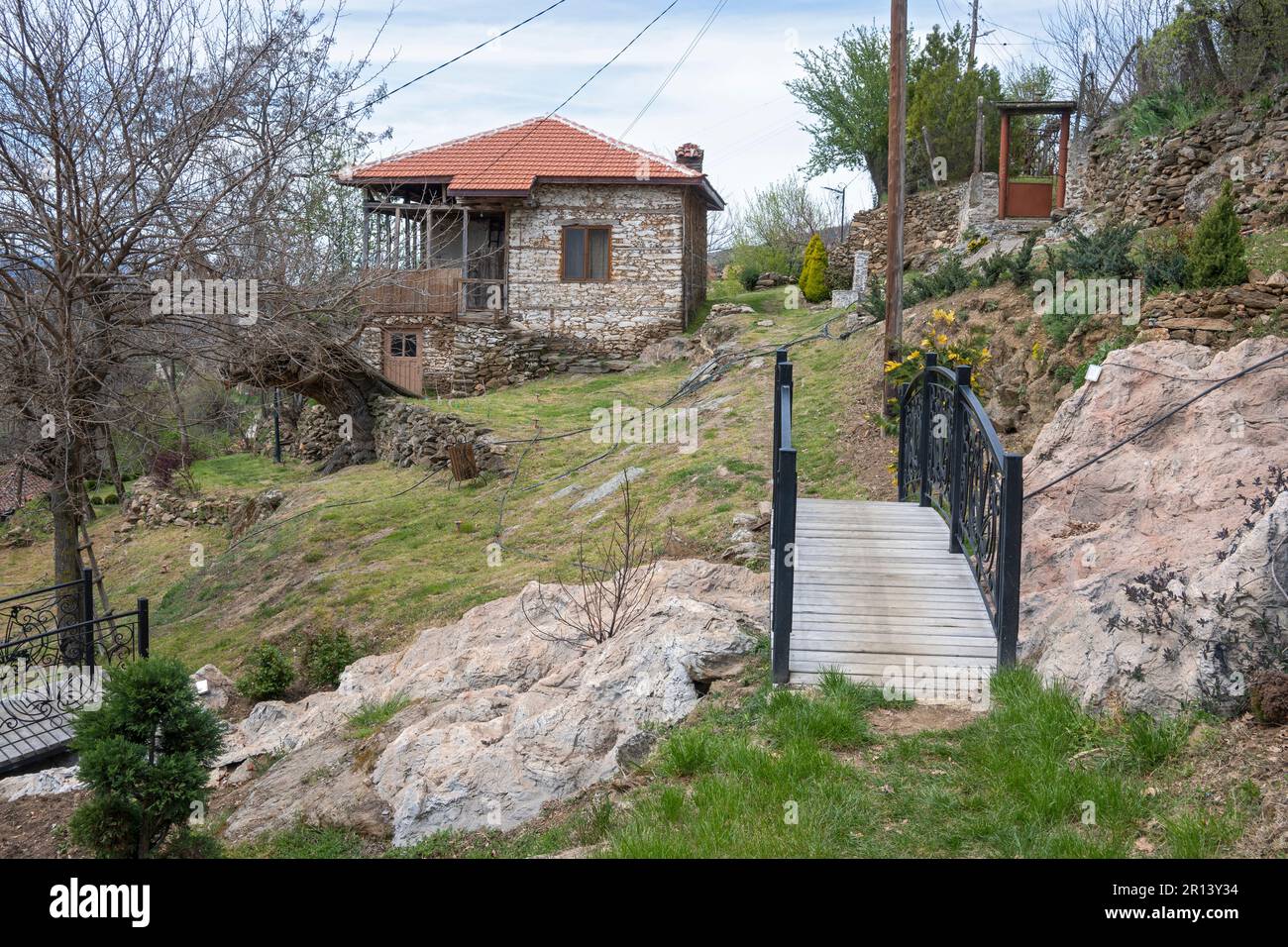 Panorama of Village of Dolene at Ograzhden Mountain, Blagoevgrad Region ...