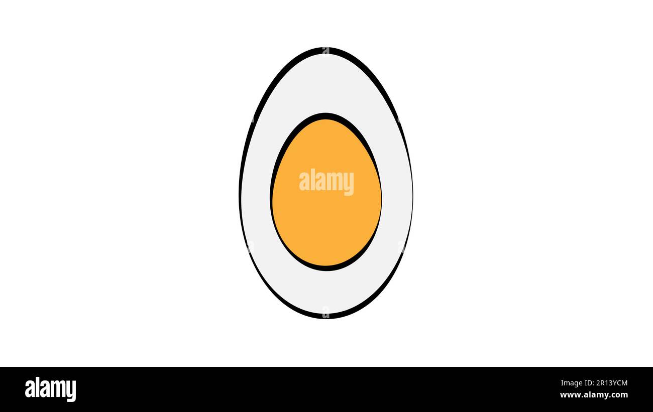 Hard Boiled Sliced Broken egg flat style with long shadow isolated on ...