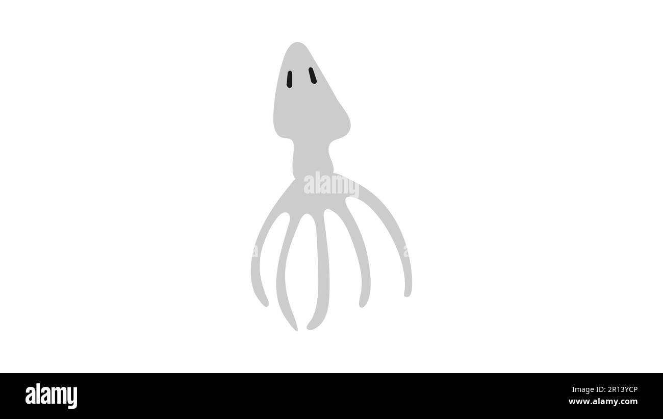 Squid animal cartoon character isolated on white background Stock ...