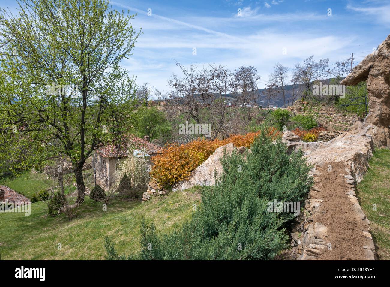 Panorama of Village of Dolene at Ograzhden Mountain, Blagoevgrad Region ...