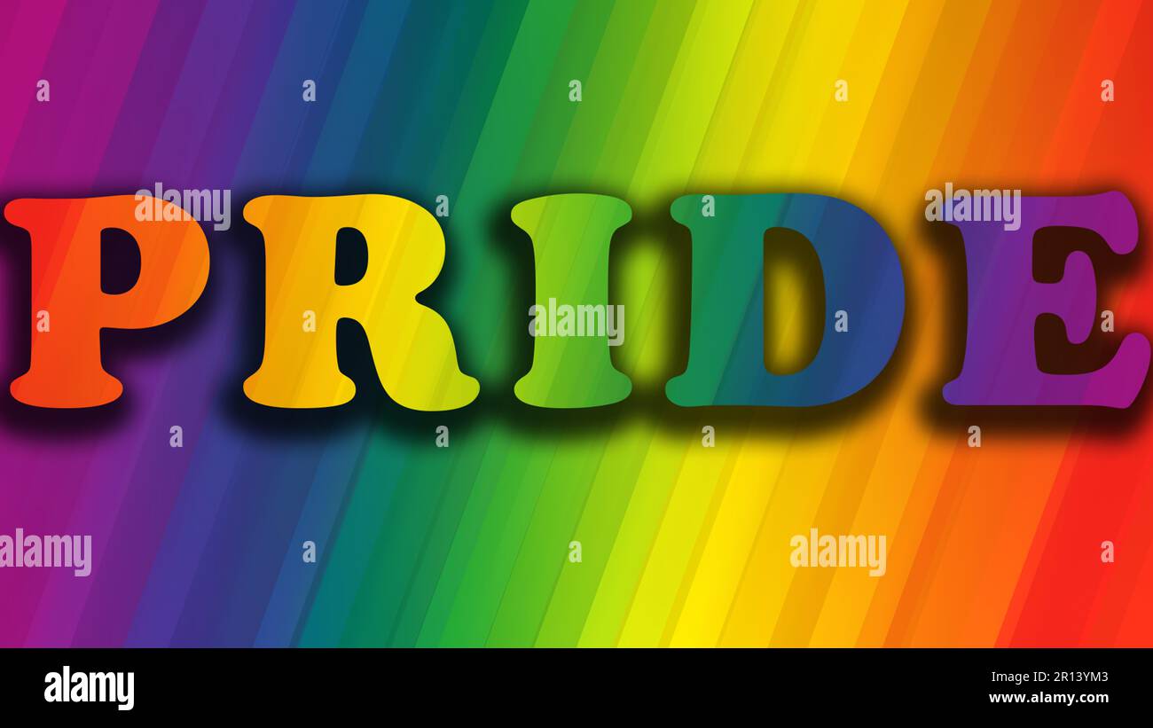 3D Digital artwork of PRIDE in gradient purple, orange, blue color on ...