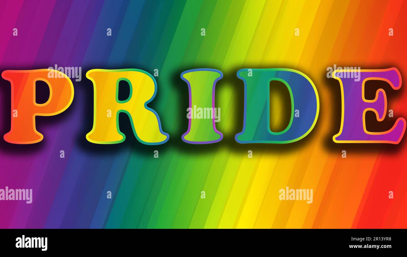 3D Digital artwork of PRIDE in gradient purple, orange, blue color on ...