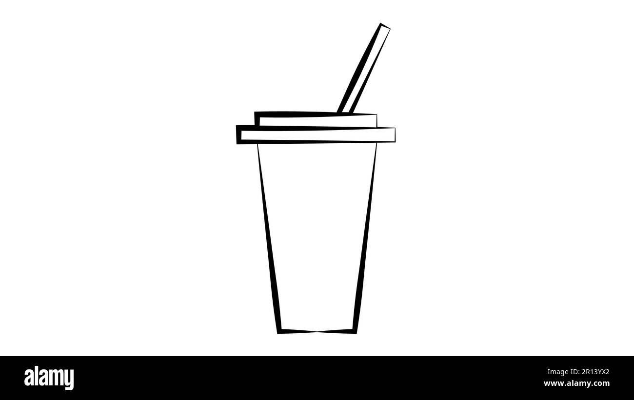 coffee in a glass with a straw, on a white background, vector ...