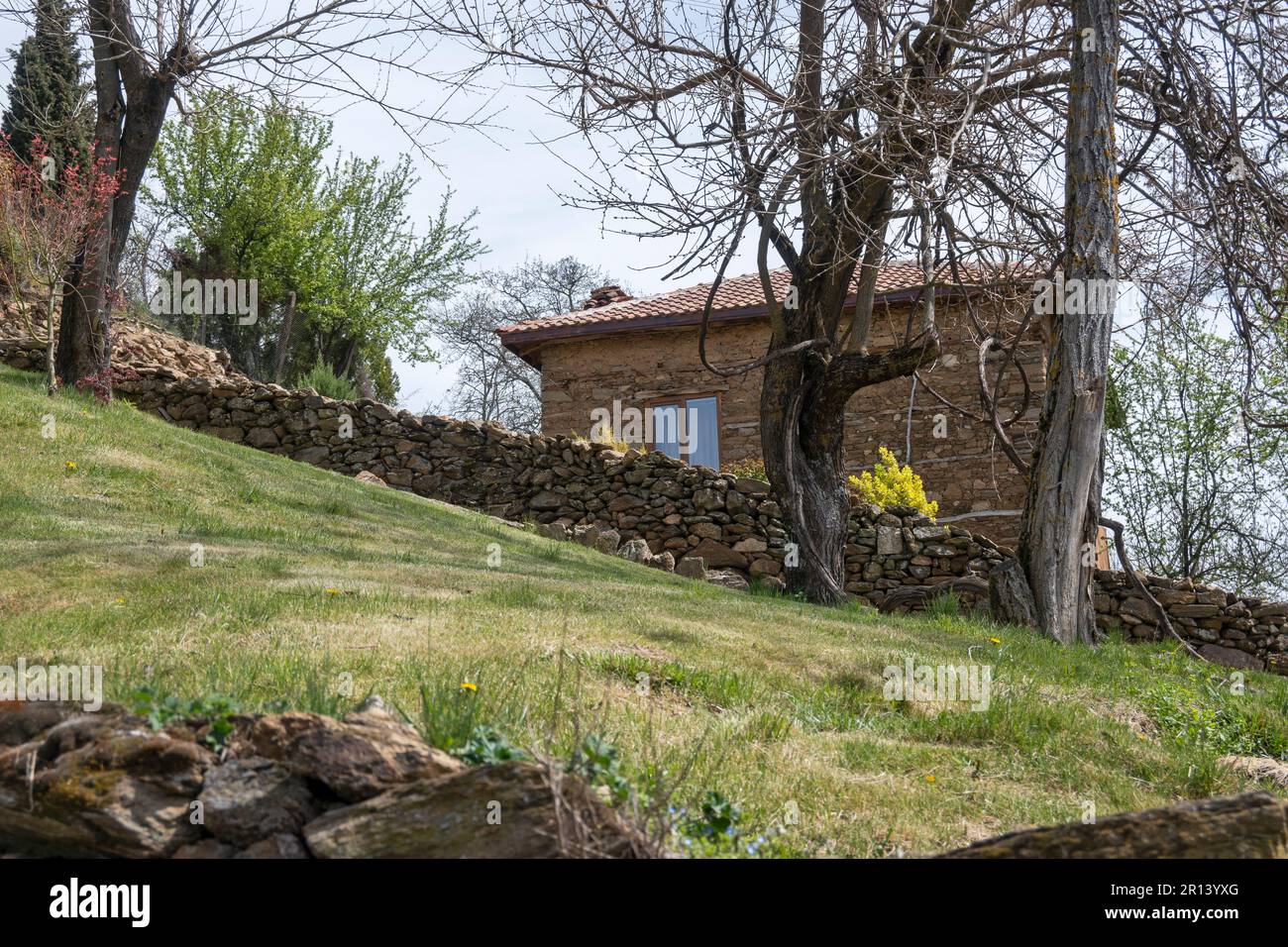Panorama of Village of Dolene at Ograzhden Mountain, Blagoevgrad Region ...