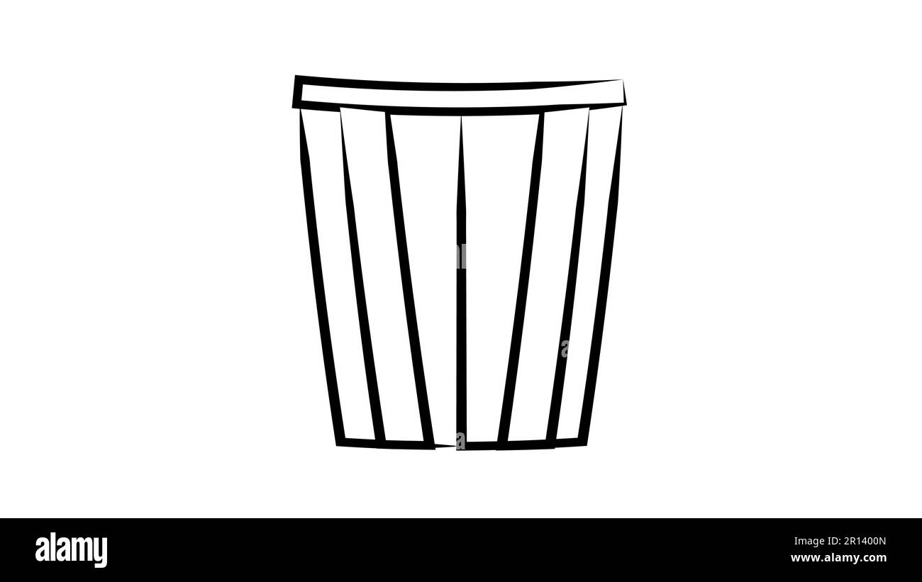 Striped Paper Popcorn Bag Isolated On White Background Classic Movie