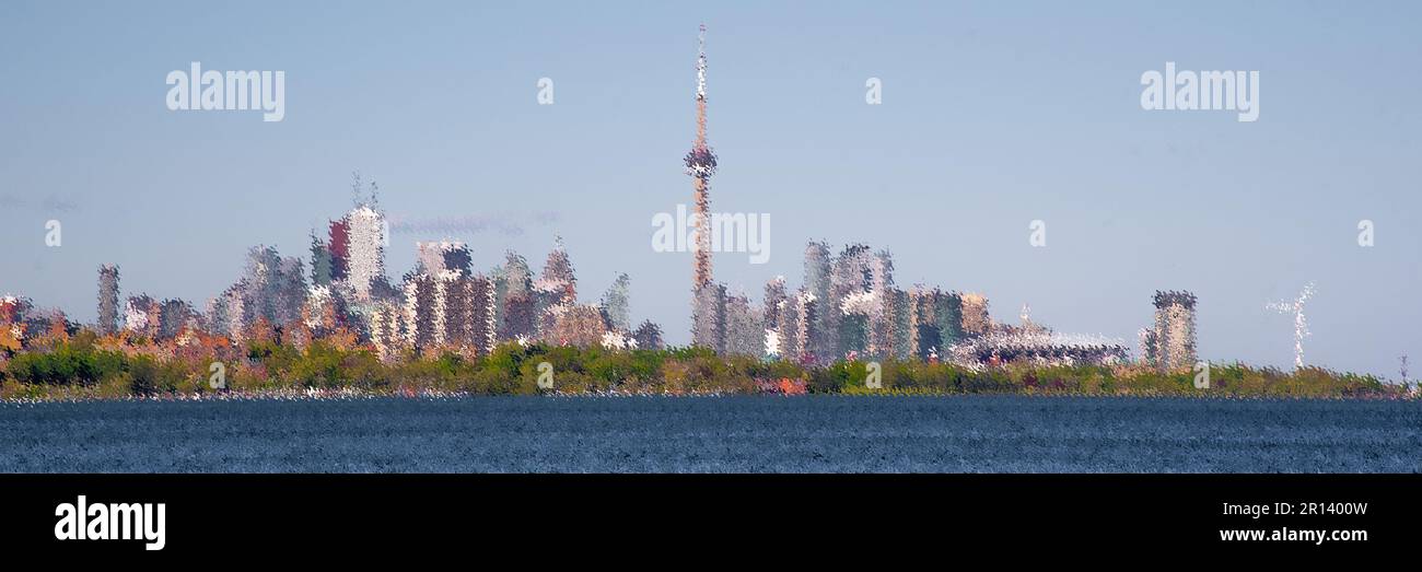 Digital artwork of Toronto City Skyline in the summer time with ...