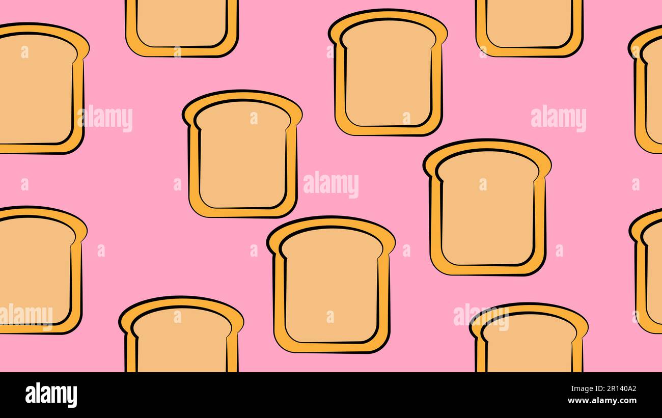 a piece of bread with a crust on a pink background. vector illustration ...