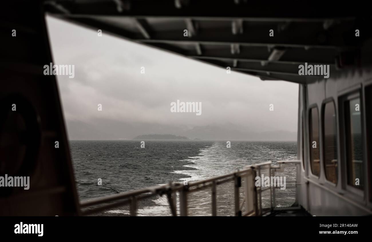 The view from the deck of a BC Ferries passenger ferry as it makes its ...
