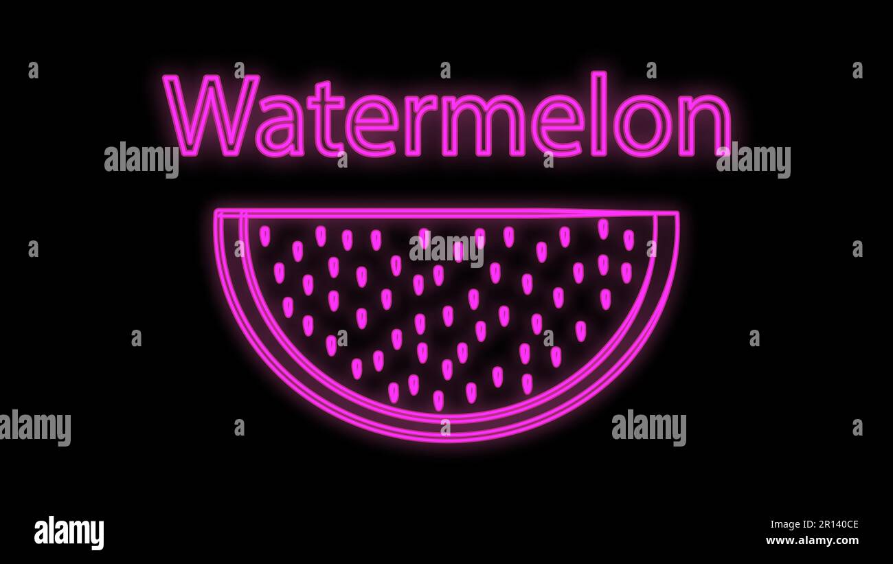 watermelon with seeds on a black background, vector illustration ...