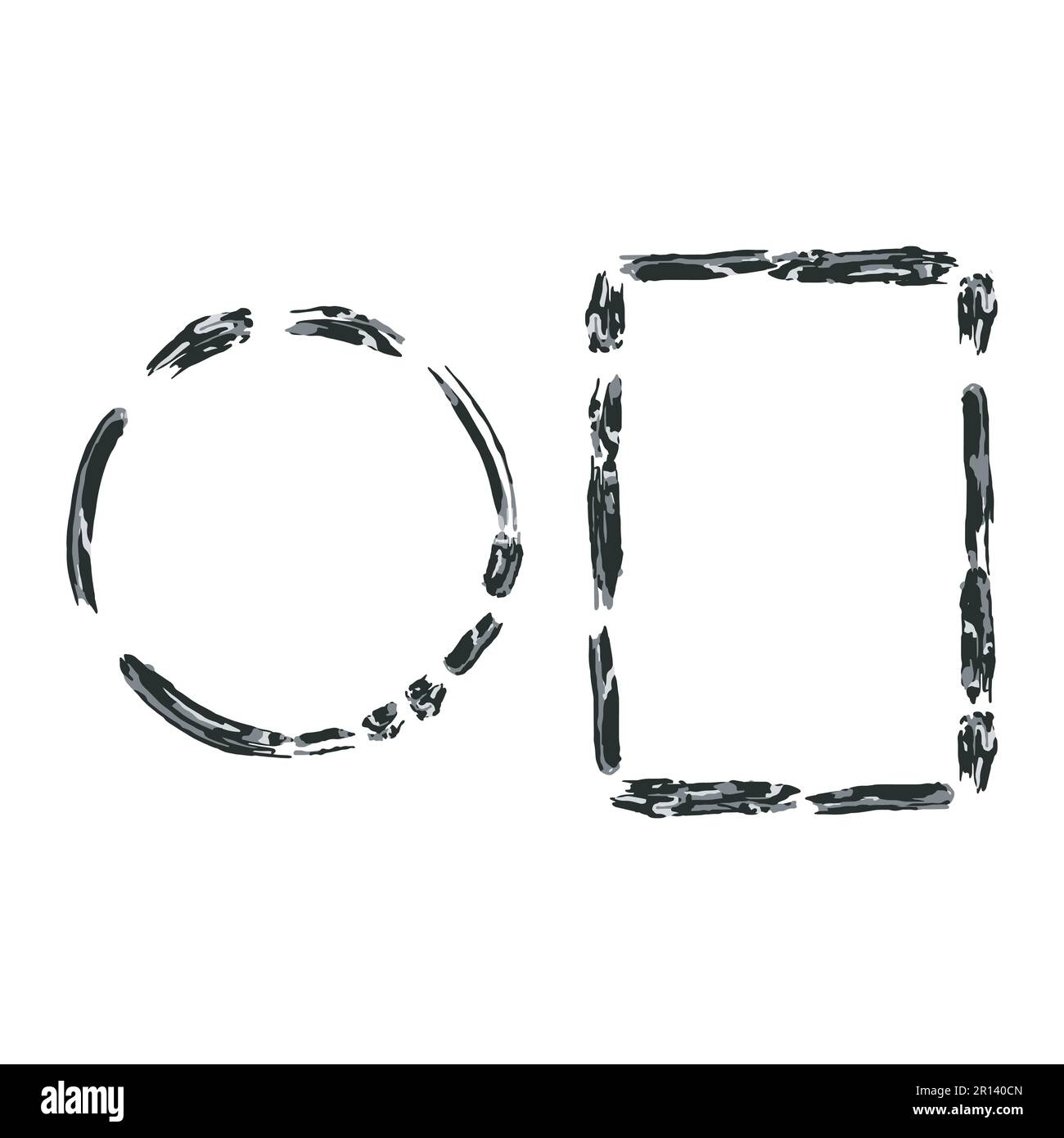 Grunge frames set. Hand drawn decorative doodle black ink paint brush ...