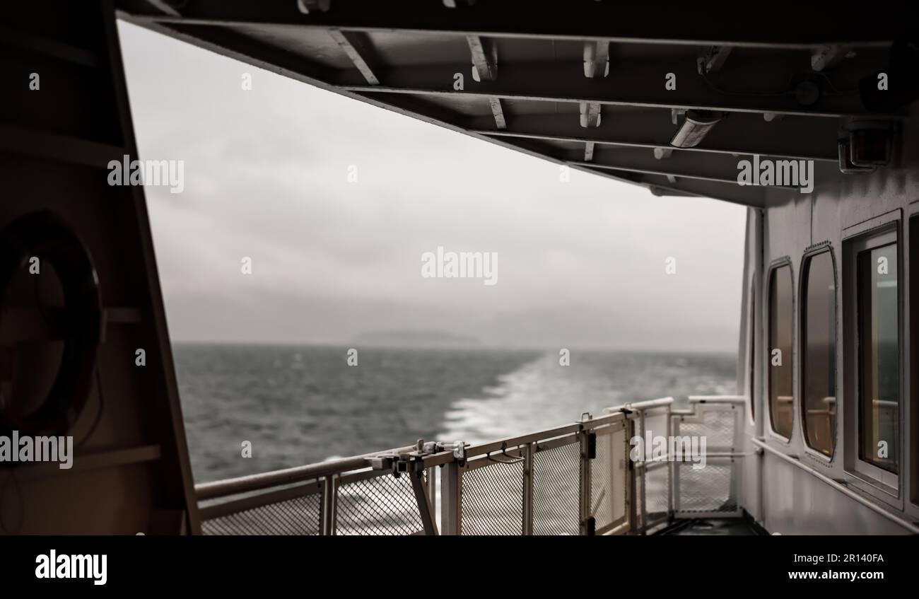 The view from the deck of a BC Ferries passenger ferry as it makes its ... The view from the deck of a BC Ferries passenger ferry as it makes its ...