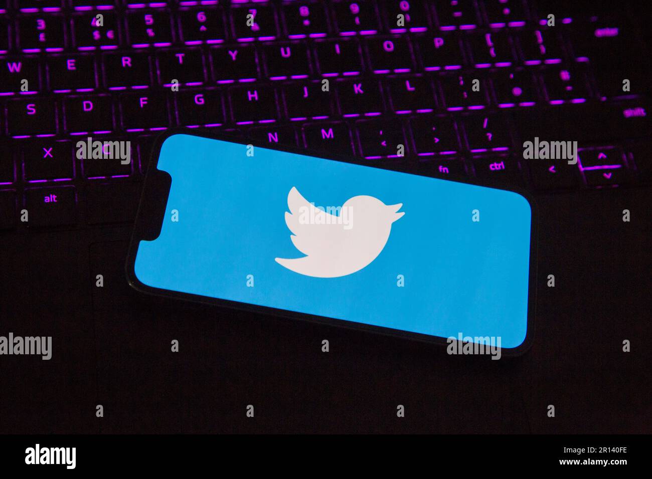 Twitter mobile app loading screen on iPhone big logo Stock Photo - Alamy