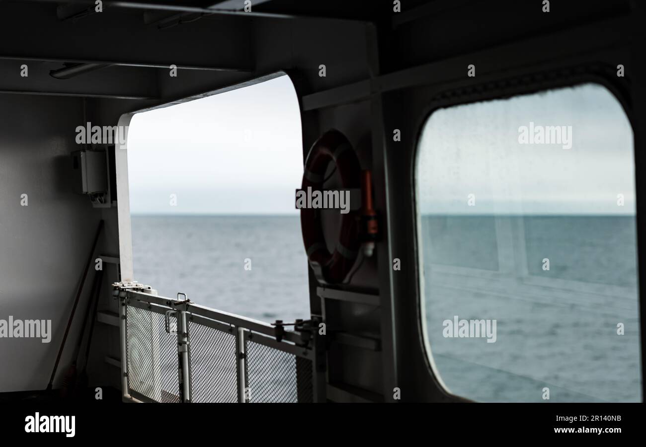 The view from the deck of a BC Ferries passenger ferry as it makes its ... The view from the deck of a BC Ferries passenger ferry as it makes its ...