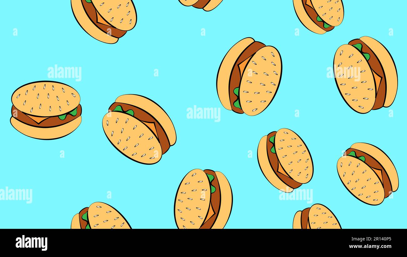 Vector seamless pattern of black outline burgers. Background for banner ...