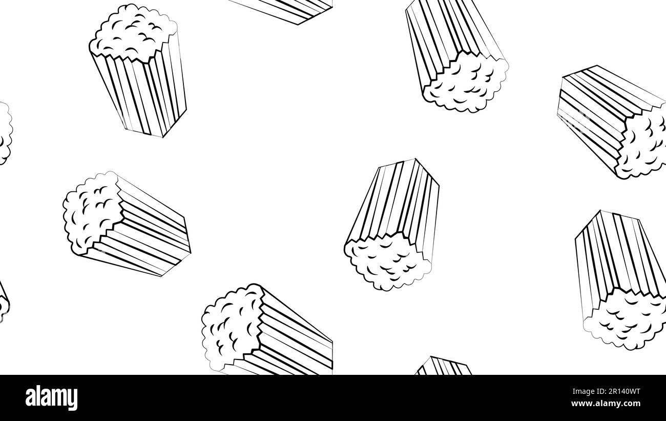 Popcorn Vector Icon Box Of Popcorn Seamless Pattern On A White