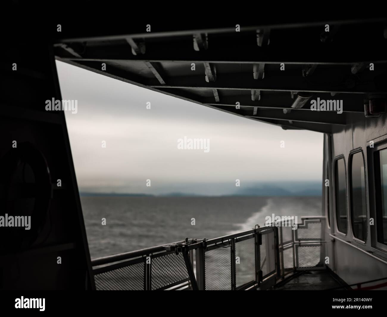 The view from the deck of a BC Ferries passenger ferry as it makes its ...