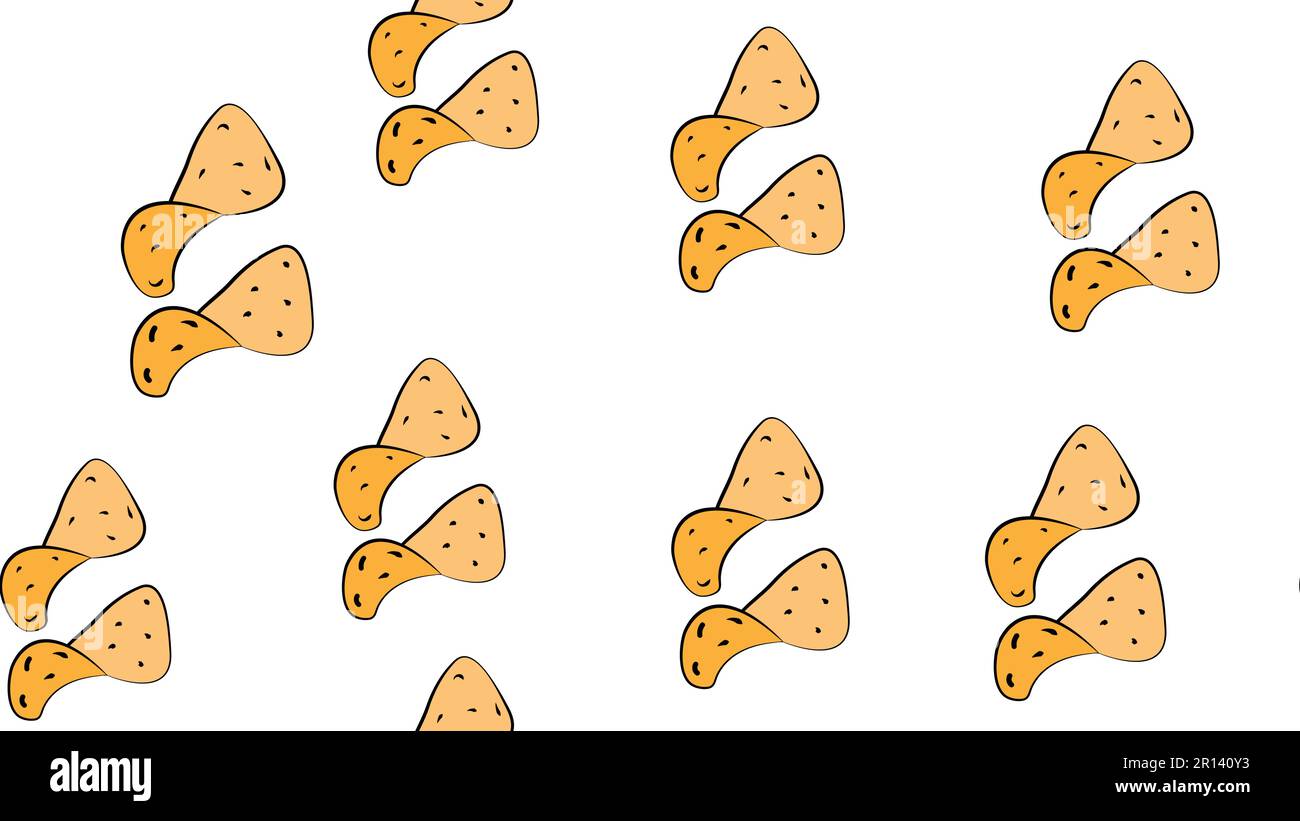 Realistic Detailed 3d Potato Chips Set Different ViewSeamless Pattern ...