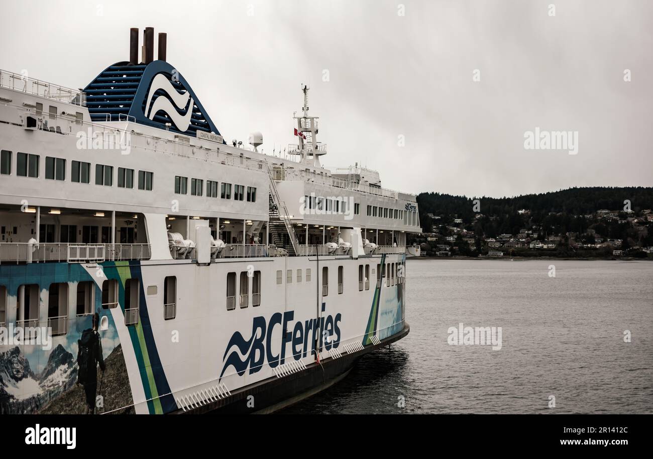 BC Ferries passenger and car ships sit at the dock in Nanaimo BC Stock ...