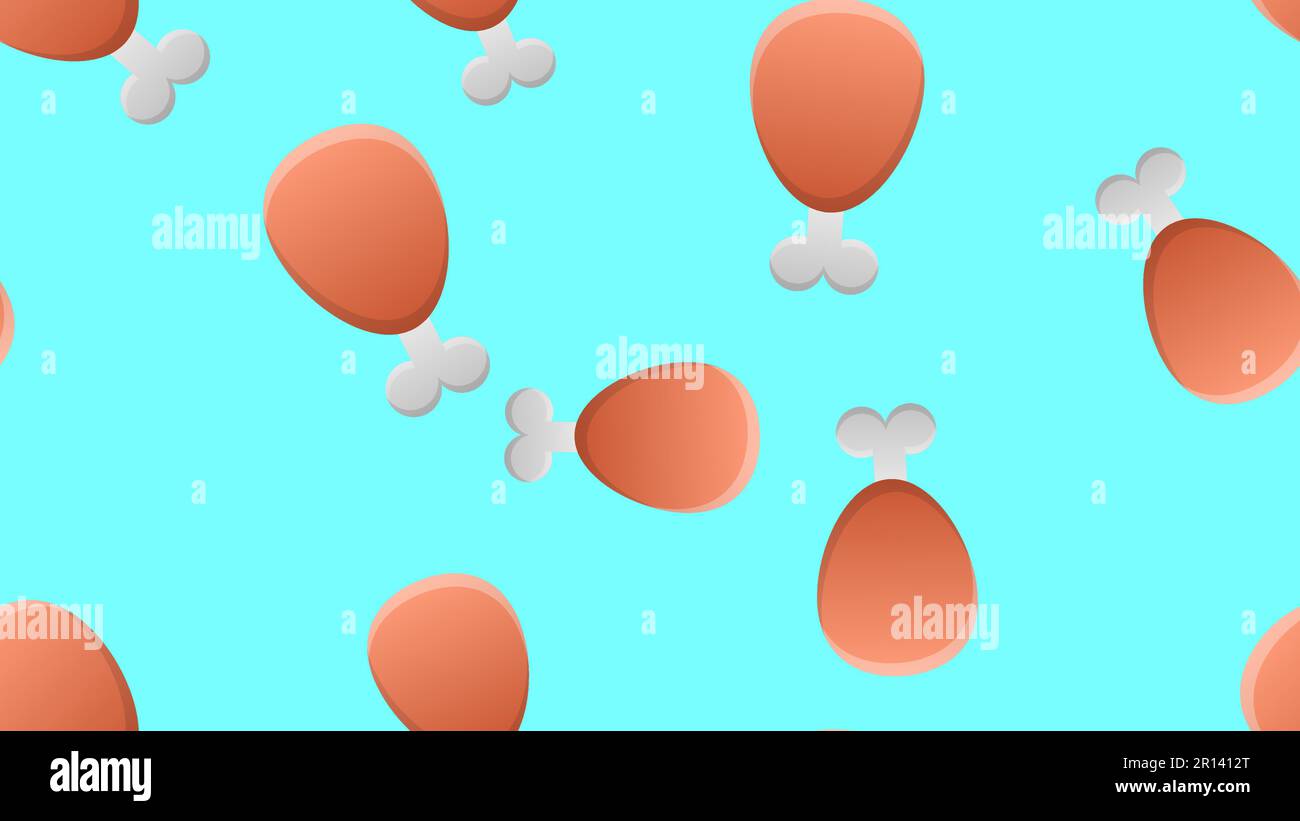 chicken legs on a blue background, vector illustration, pattern ...