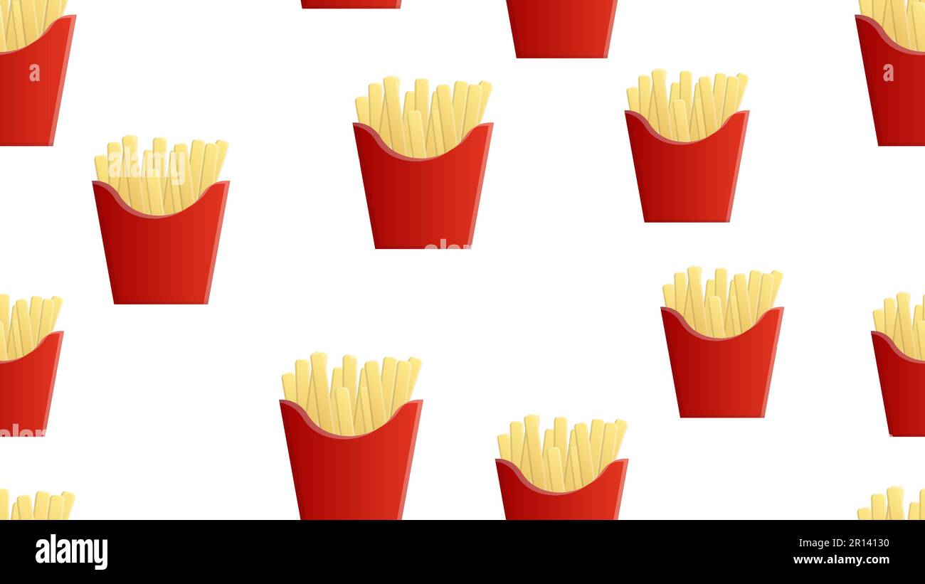 pattern, French fries in a red cup made of cardboard, vector ...
