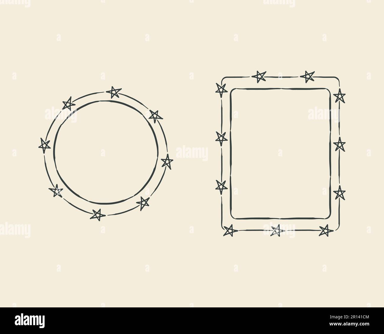 Frames outline set. Hand drawn decorative doodle grunge ink stroke ...