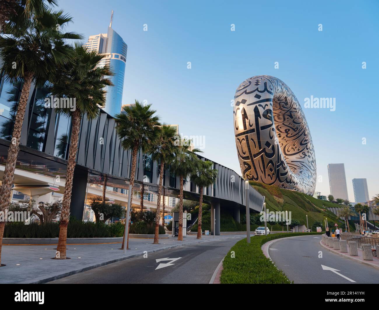 25 March 2023, Dubai, UAE: Museum of future. Sunset time View. Unique ...