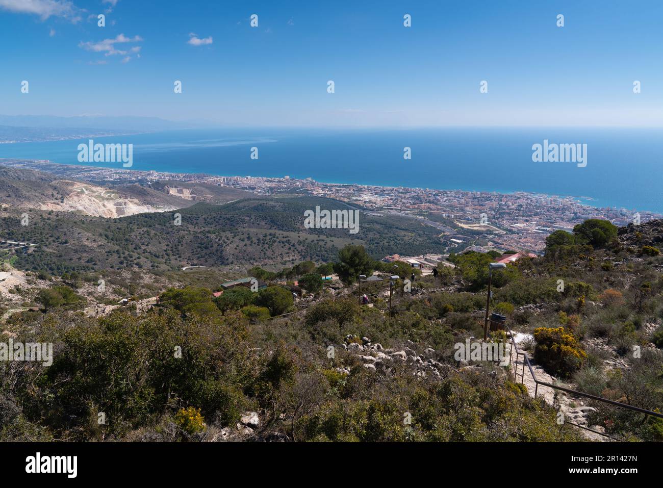 Benalmadena coast Spain mountain path view near cable car tourist ...
