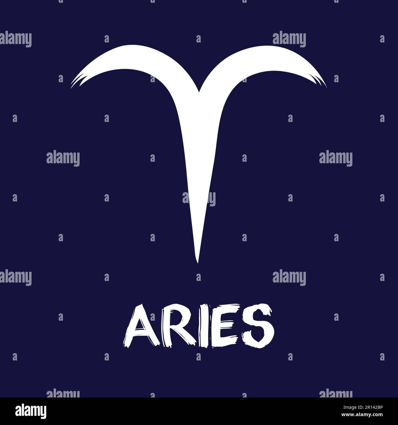 Hand drawn Zodiak signs. White Aries zodiac icons on a blue background. Astrological symbols of ...