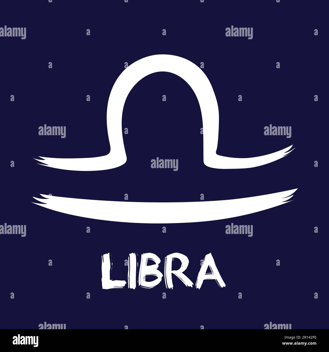 Hand drawn Zodiak signs. White Libra zodiac icons on a blue background. Astrological symbols of ...