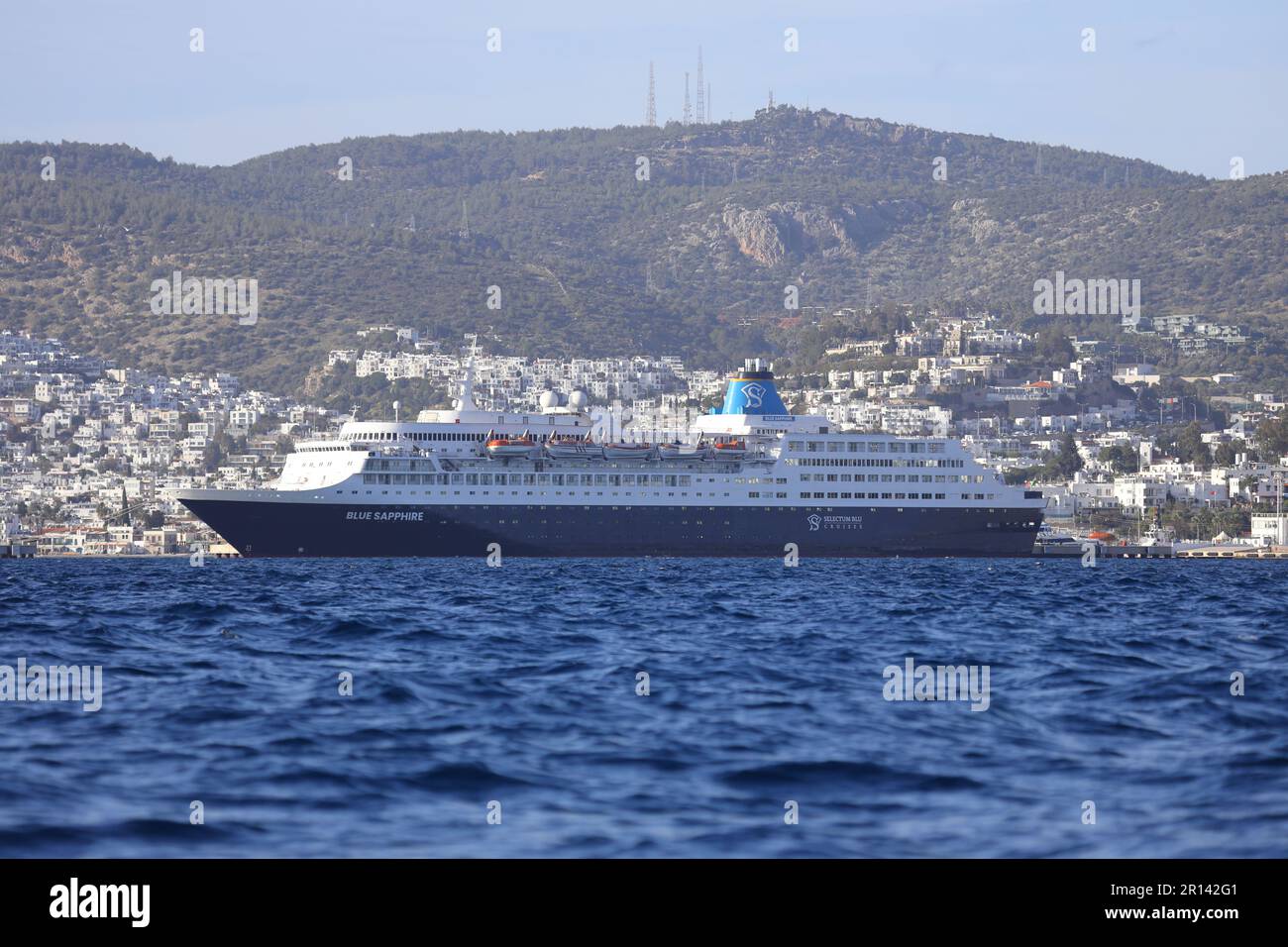 Bodrum,Turkey. 01 April 2023: A large cruise ship named "Blue Sapphire ...