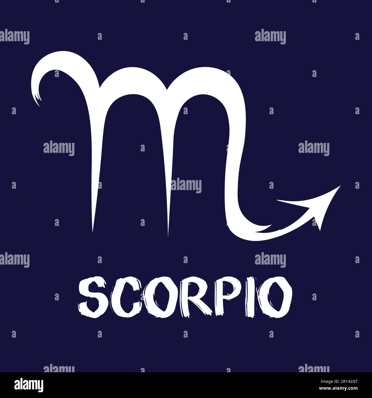 Hand drawn Zodiak signs. White Scorpio zodiac icons on a blue ...