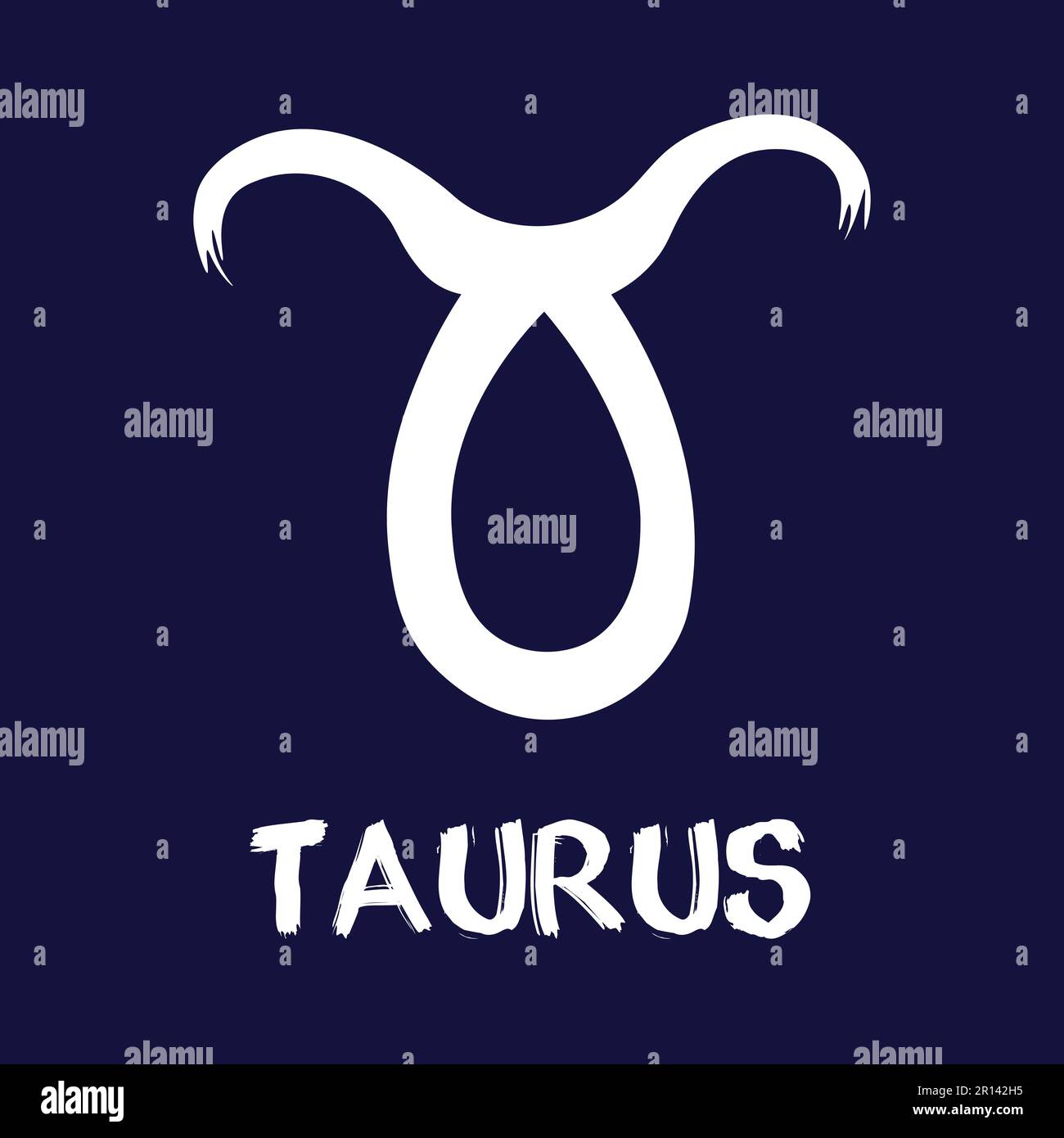 Hand drawn Zodiak signs. White Taurus zodiac icons on a blue background ...