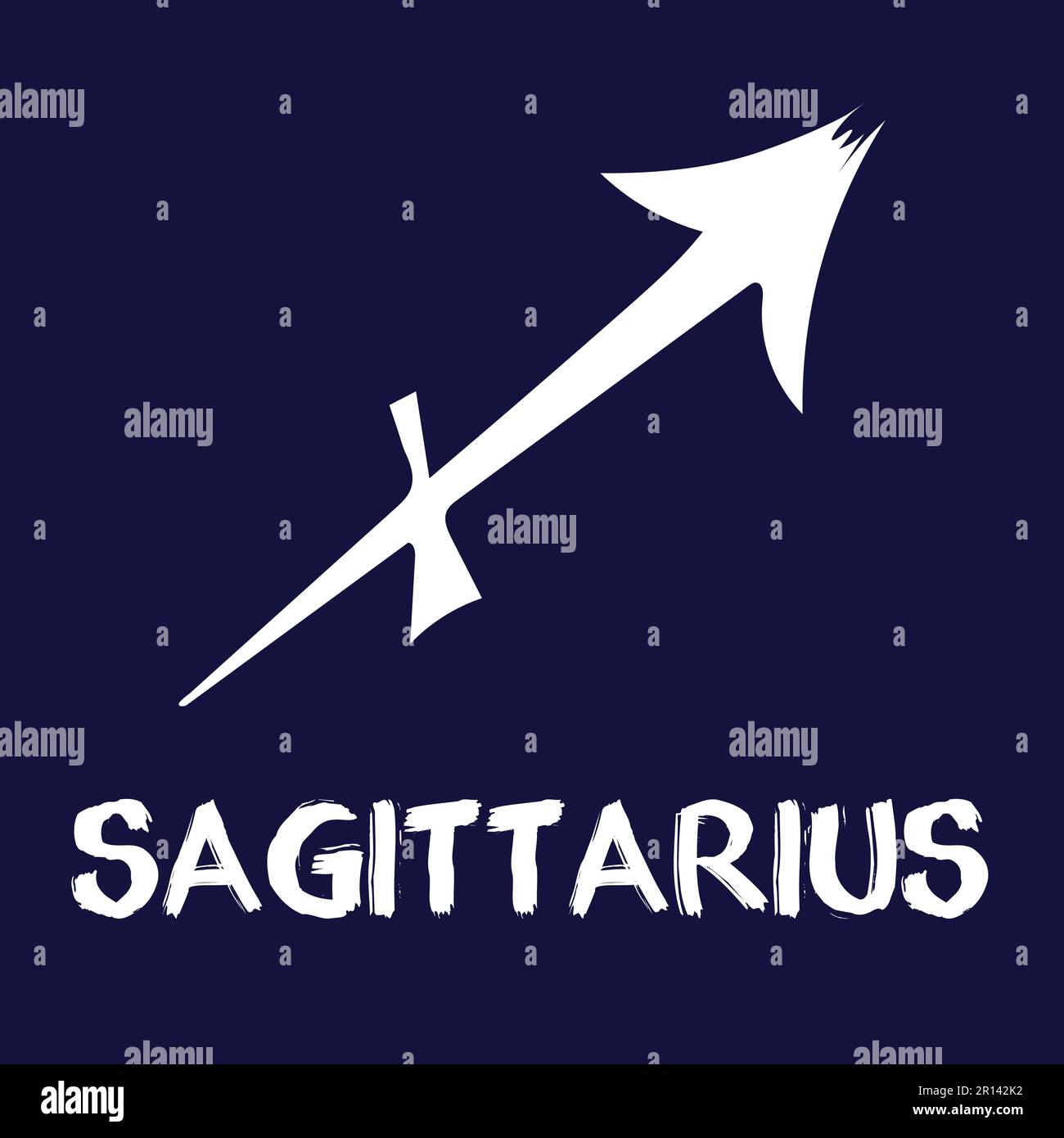 Hand drawn Zodiak signs. White Sagittarius zodiac icons on a blue ...