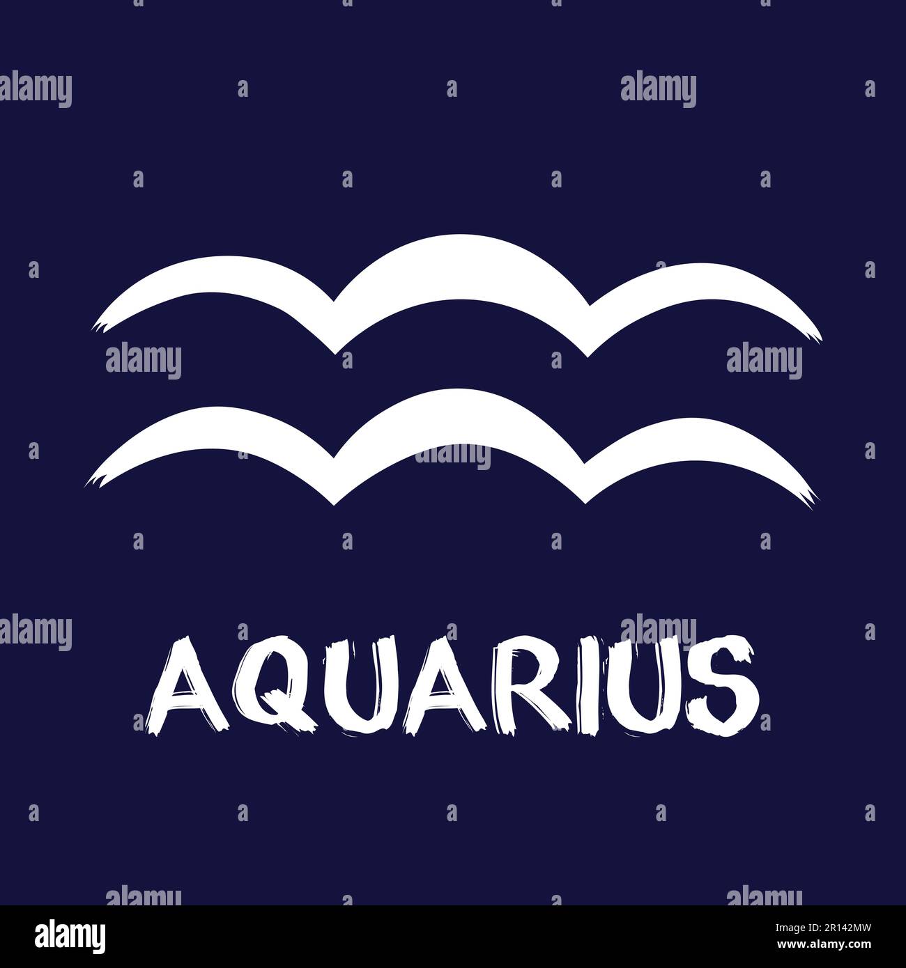 Hand drawn Zodiak signs. White Aquarius zodiac icons on a blue ...