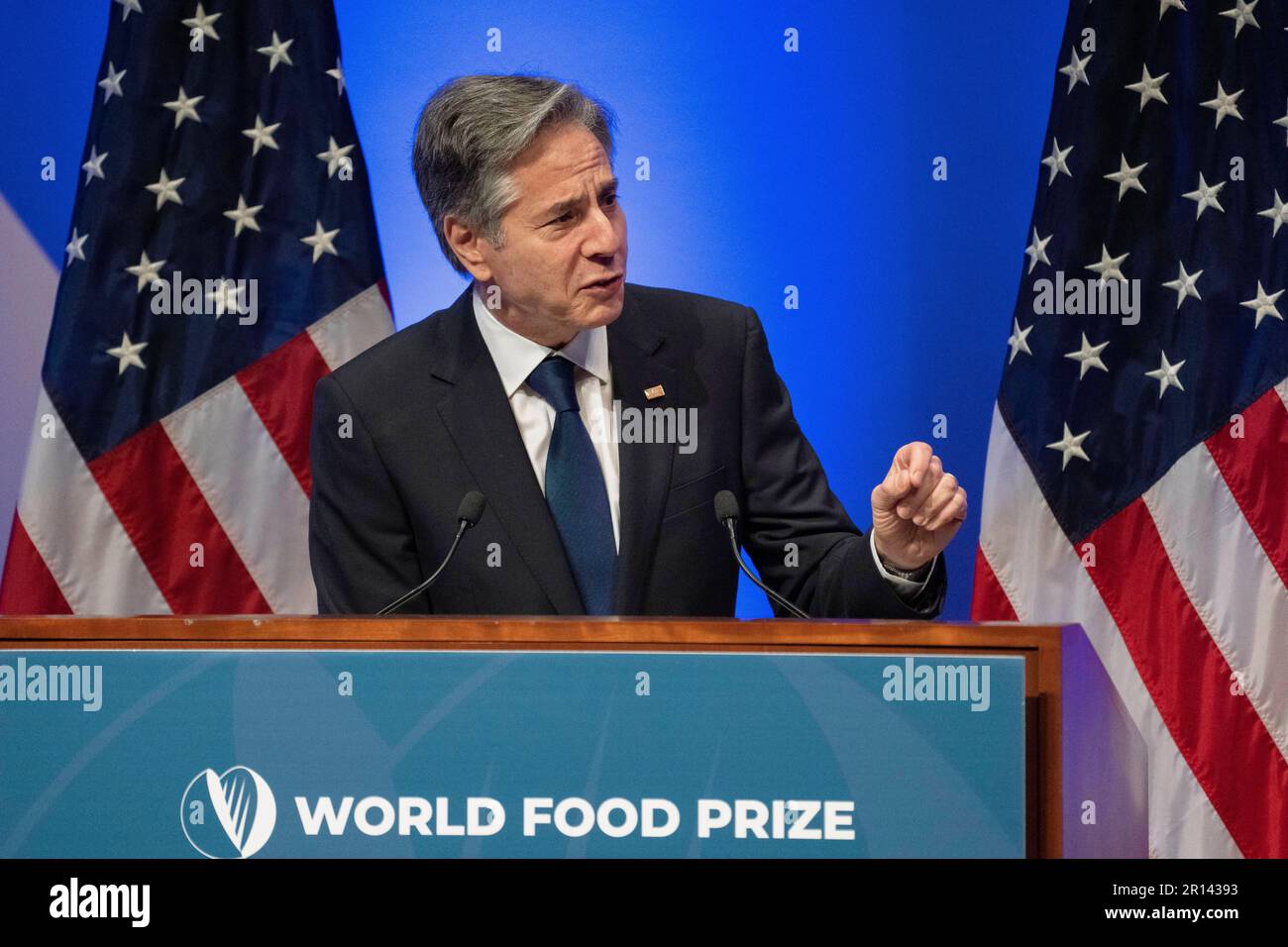 Secretary of State Antony Blinken speaks during a ceremony where the ...