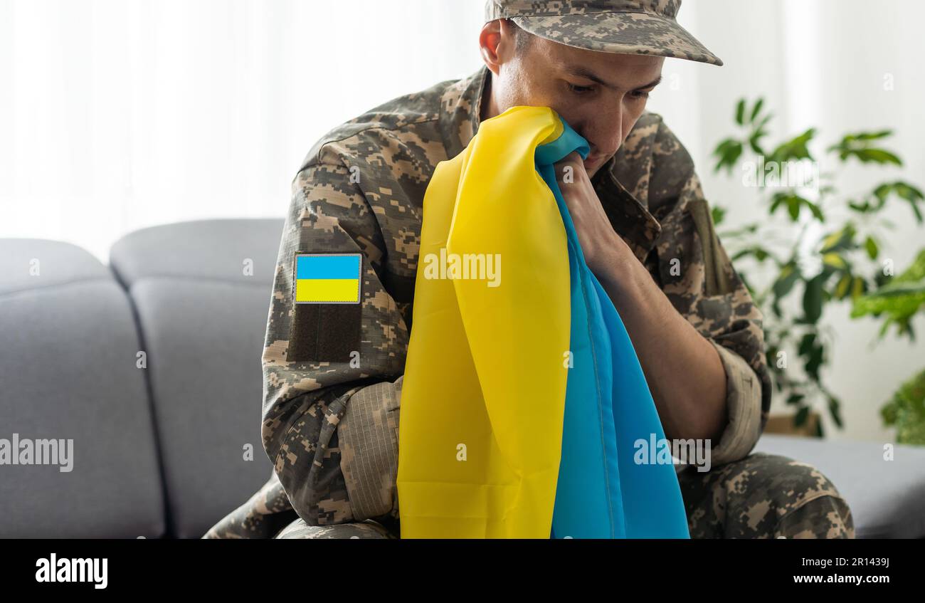 ukrainian man, sodier. Mental health. Nervous male military suffering ...