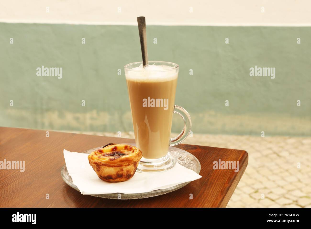 A Pastel de Nata and Coffee, Portuguese Custard Tarts Stock Photo - Alamy
