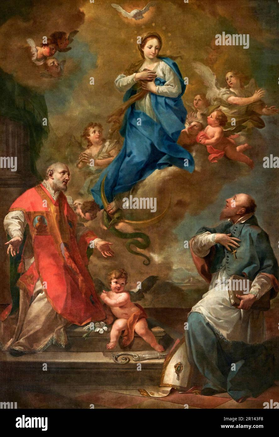 Madonna Col Bambino Con S Filippo Neri E S Francesco Di Sales Olio