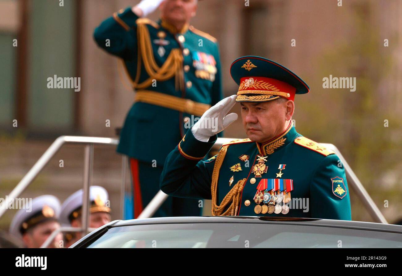 Military parade of the Russian army on Red Square in Moscow on May 9 ...