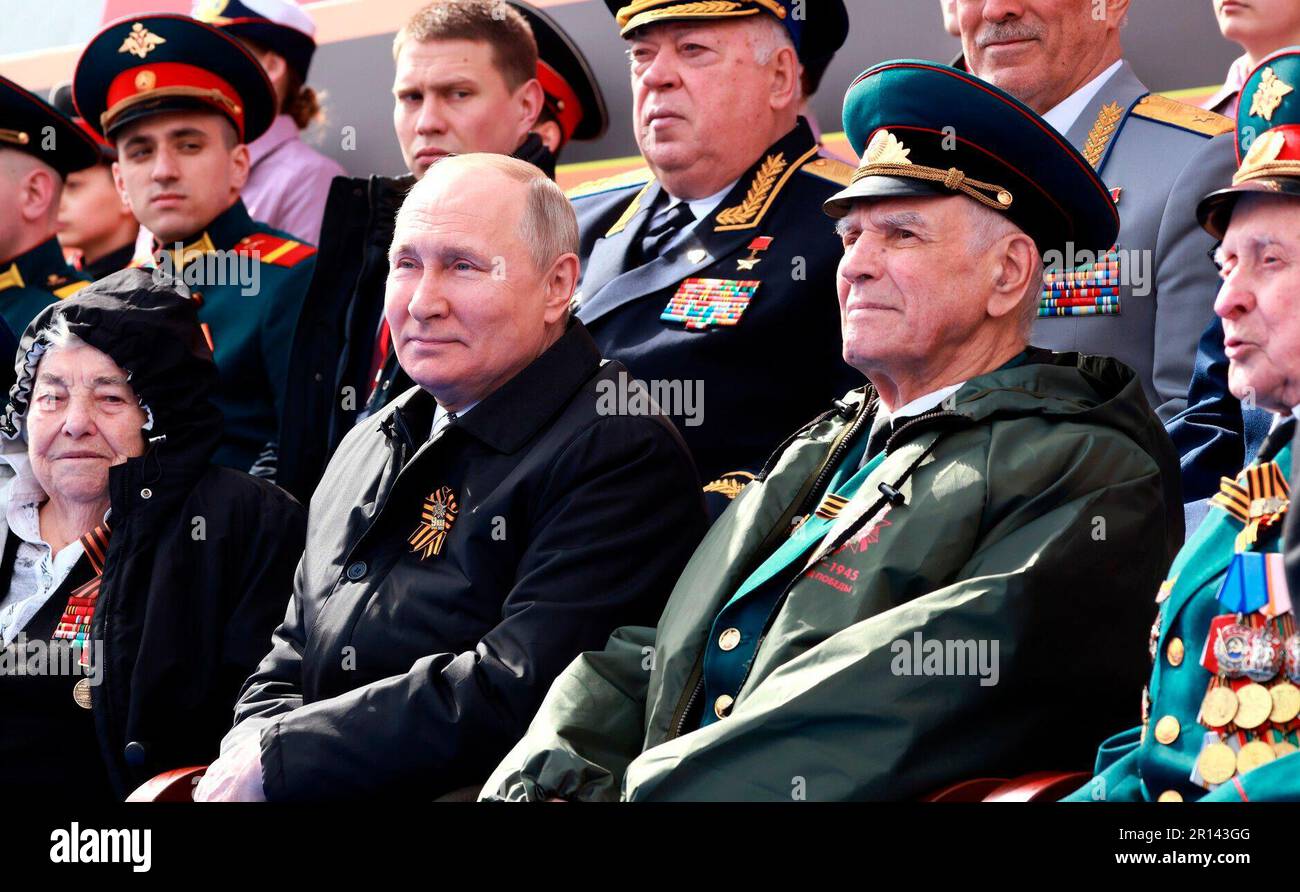 Military parade of the Russian army on Red Square in Moscow on May 9 ...