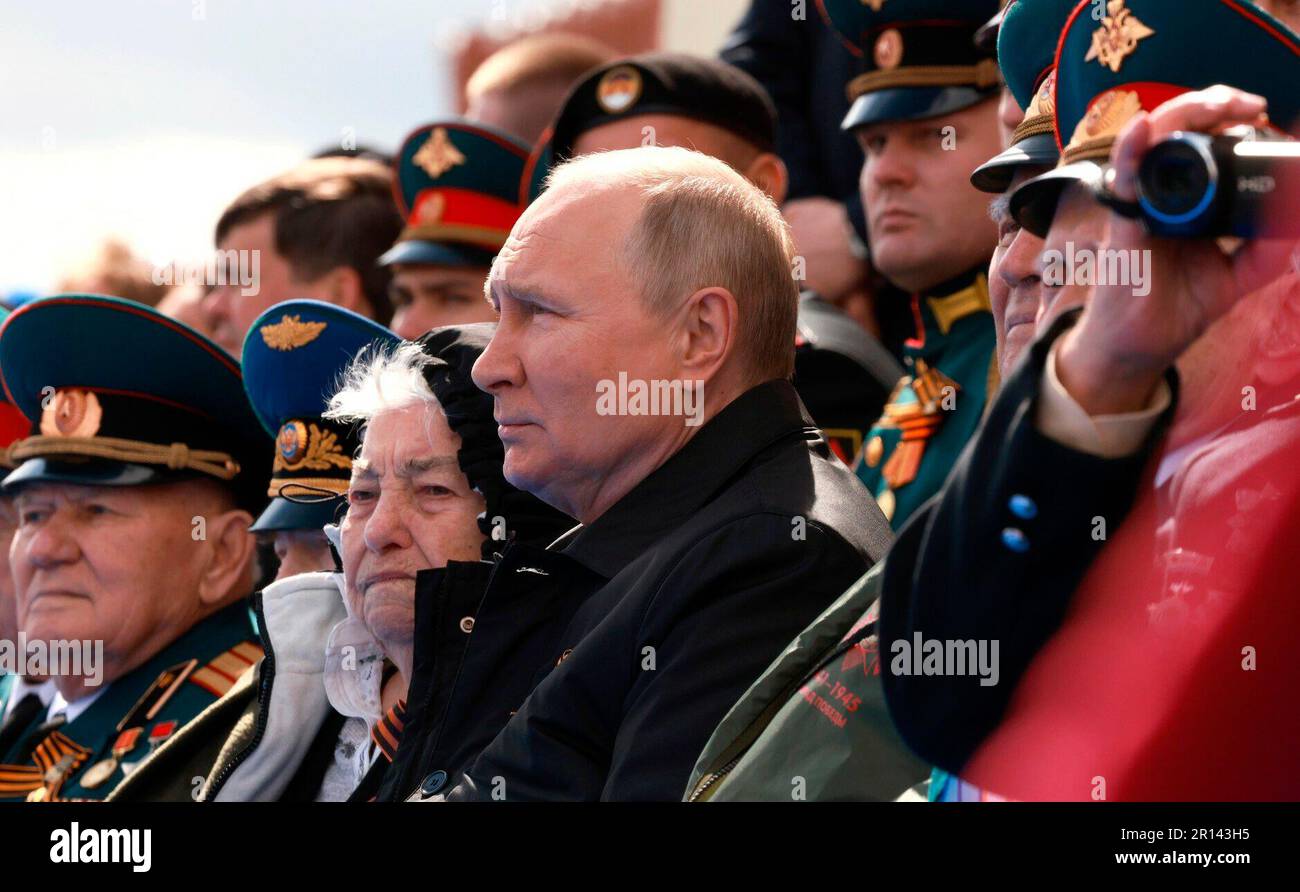 Military parade of the Russian army on Red Square in Moscow on May 9 ...